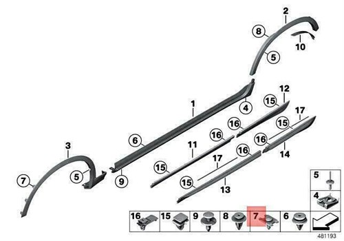 OEM BMW X3 X4 M F25 F26 MOULDING ROCKER PANEL FRONT RIGHT 51137205780 ...