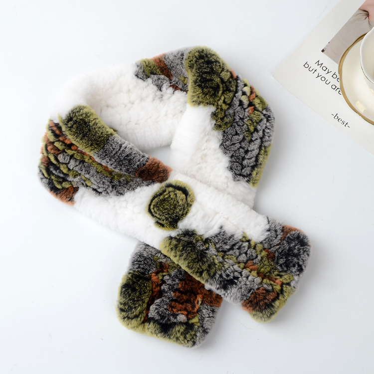 Soft Rex Rabbit HIDE Fur Woven Scarf Fur knitted Women's Winter Warm ...