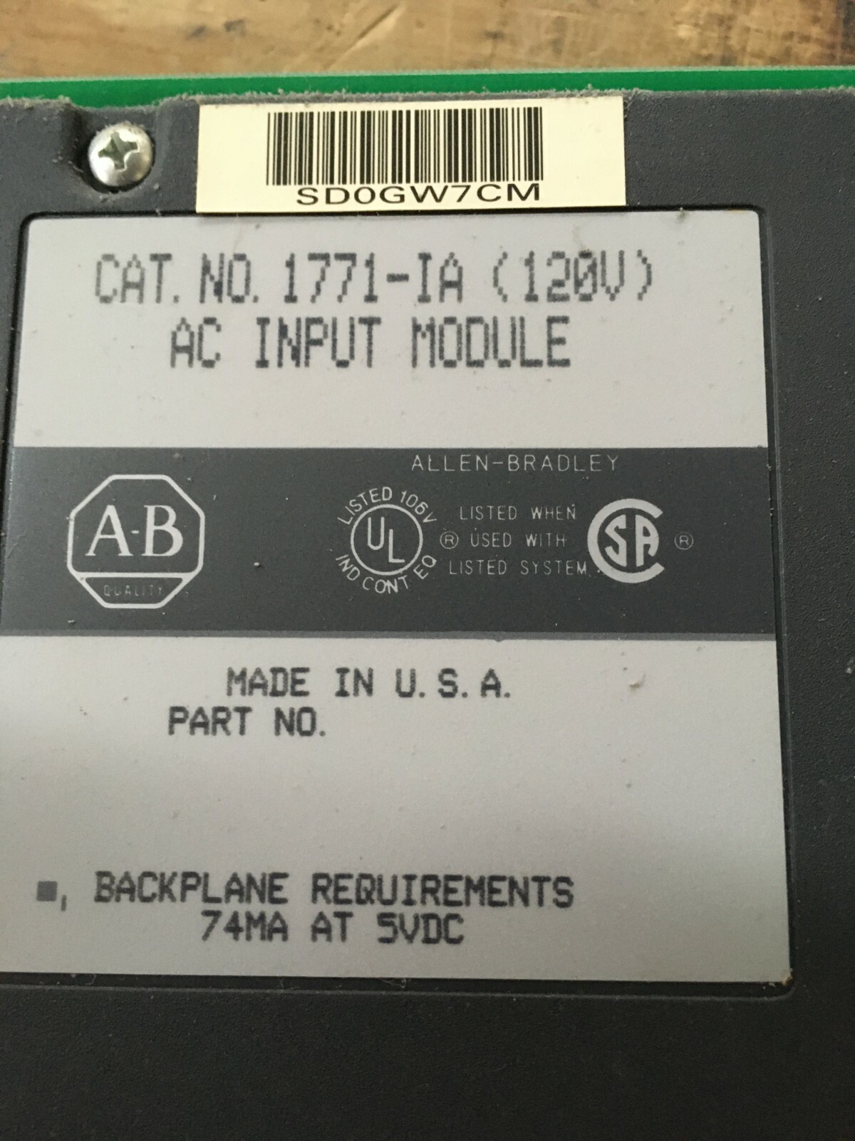 1771-IA Input Module, 120VAC, 8 channel, for PLC5 | eBay