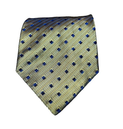 Louis Azzaro Tie Made In France Gold Blue Geometric Hand Made Designer ...