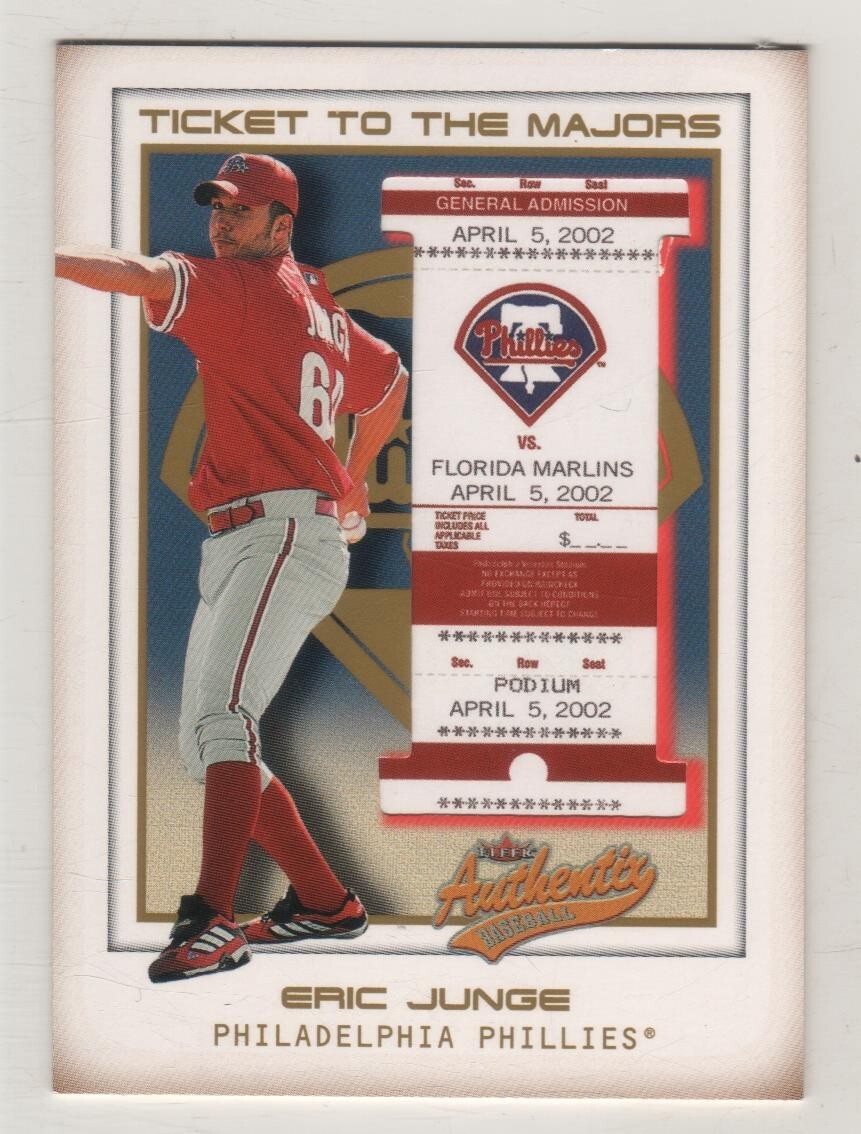 2002 Fleer Authentix Second Row #153 Eric Junge Philadelphia Phillies ...