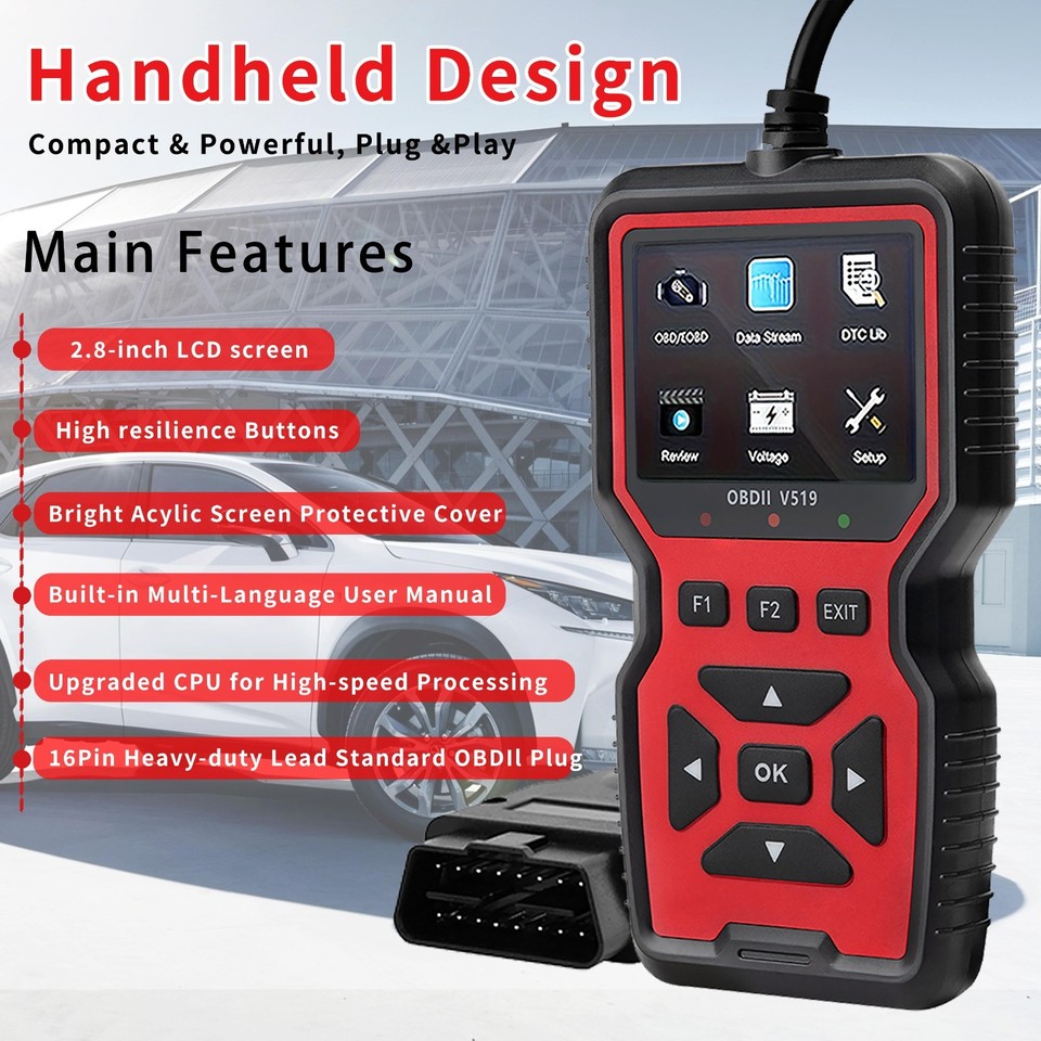 V519 Car OBD2 Scanner Diagnostic Tool, Code Reader, Car Voltage Tester ...
