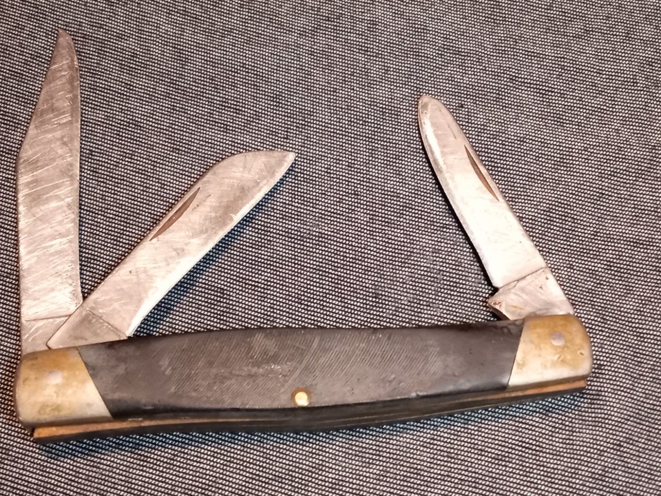 BUCK USA 307 3 BLADE STOCKMAN BLACK HANDLES PRE DATE CODE KNIFE | eBay