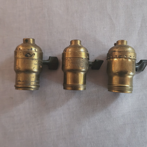 3 Antique Brass Light Bulb Socket Sockets With Paddle Switches | eBay