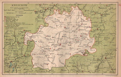 Kweichow (Guizhou) China province map. Kweiyang (Guiyang). STANFORD ...