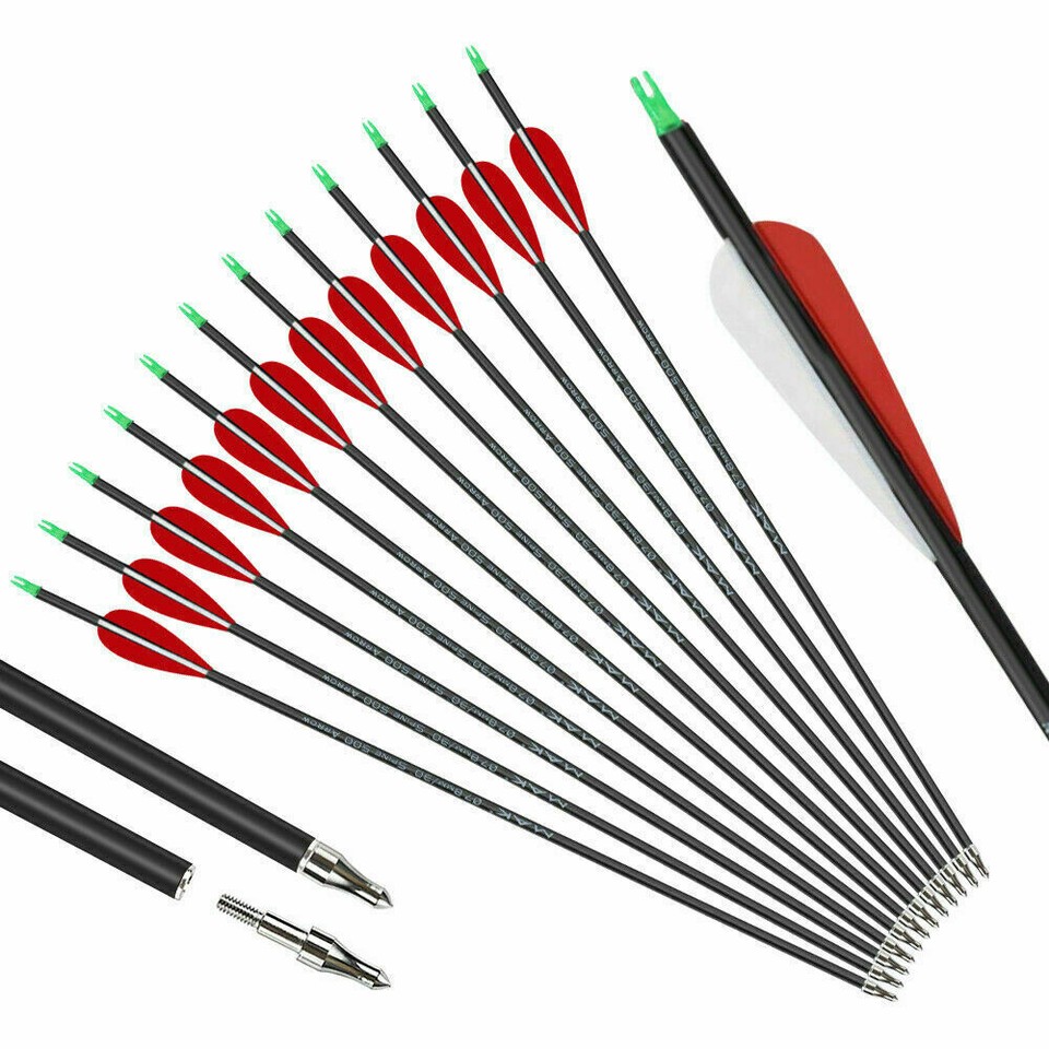 28/30/32 inch Carbon Arrows OD 7.8mm Practice Archery For Compound ...