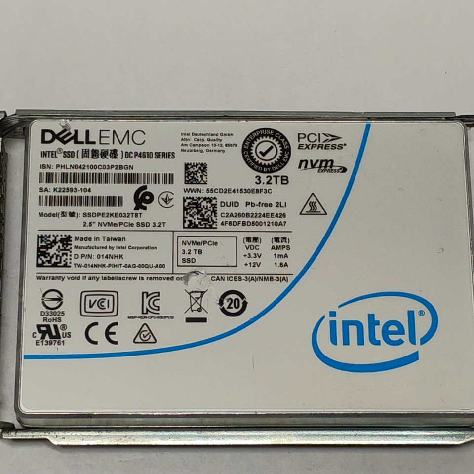 Dell Intel DC P4610 3.2TB 2.5 U.2 NVME SSD Solid State Drive 14NHK 95% ...