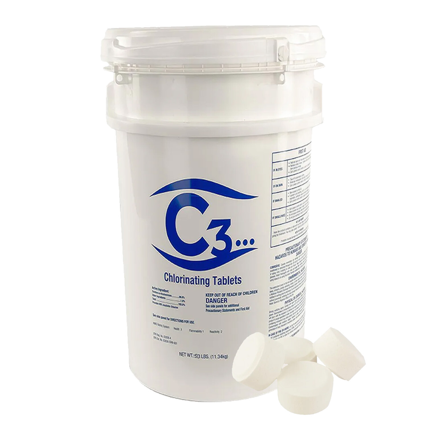 C3 Stabilized 1" Trichloro Chlorine Swimming Pool Tablets (Choose Size ...
