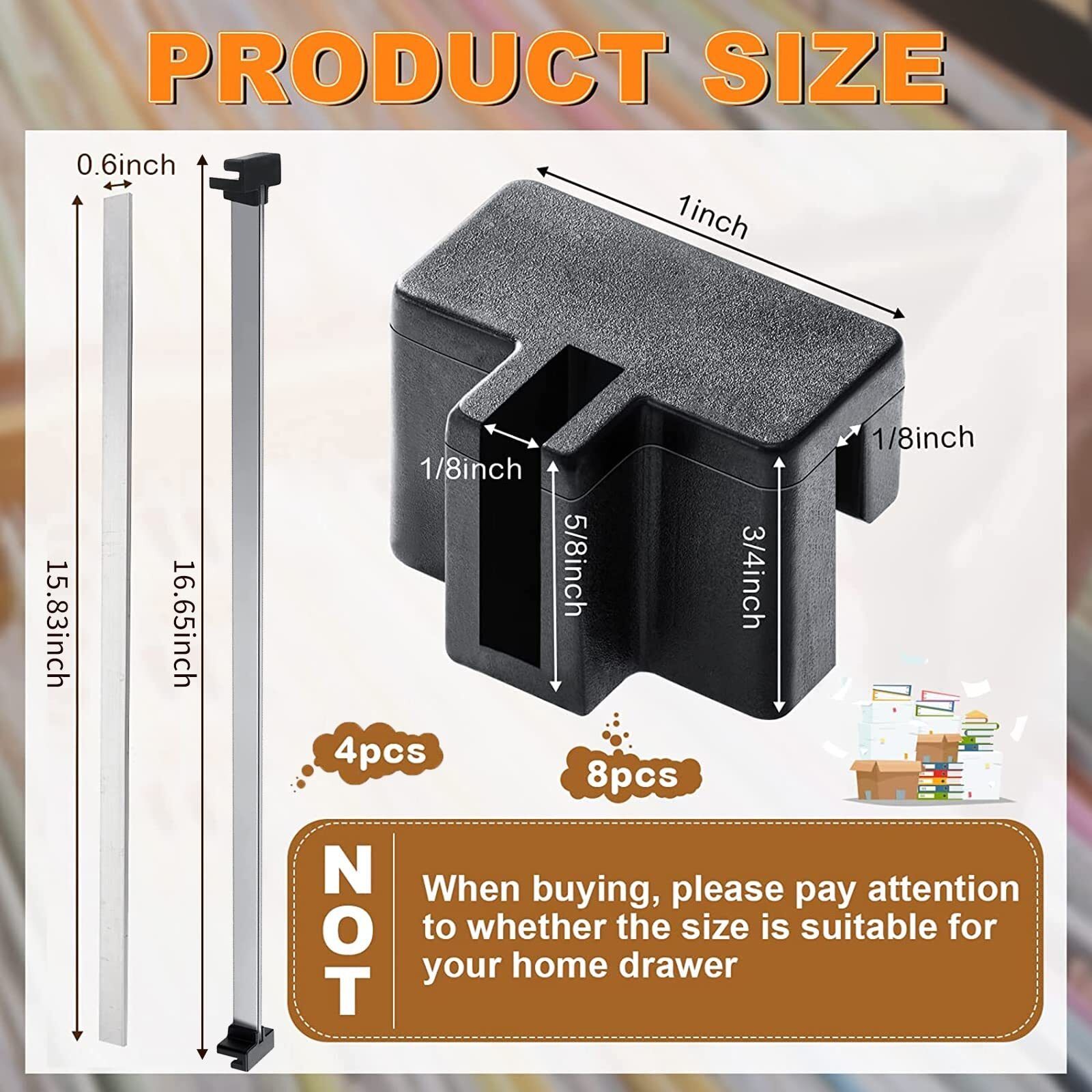 8 Pieces Hanging File Rail Clip File Divider Rail Clips 4 Pieces File ...