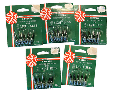 5 (5) Packs Green Push-In Mini Replacement Christmas Light Bulbs | eBay