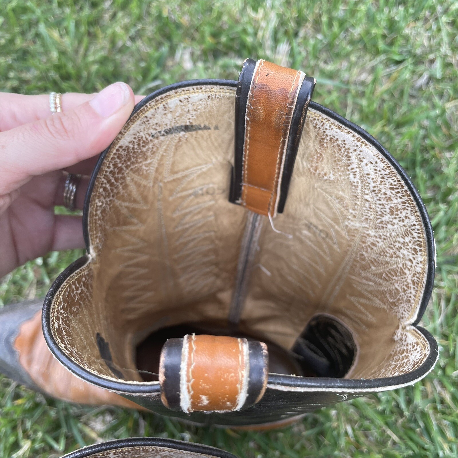 VINTAGE Tony Lama Cowboy Western Boots Peanut Brittle Teju Lizard Toe ...