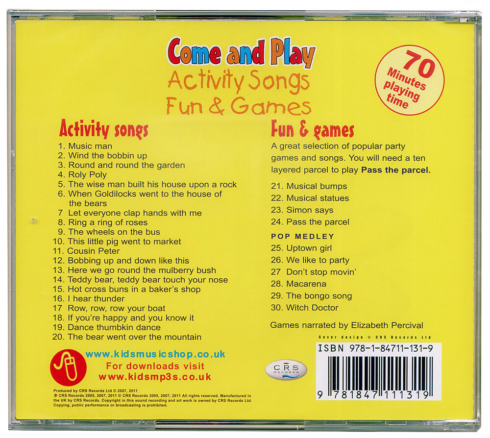 Activity Songs for Children, Kids Fun & Party Games CD *NEW & WRAPPED ...