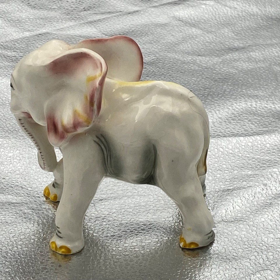 Vintage Hand Painted Porcelain Elephant Figurine 5” Tall Crazing ...
