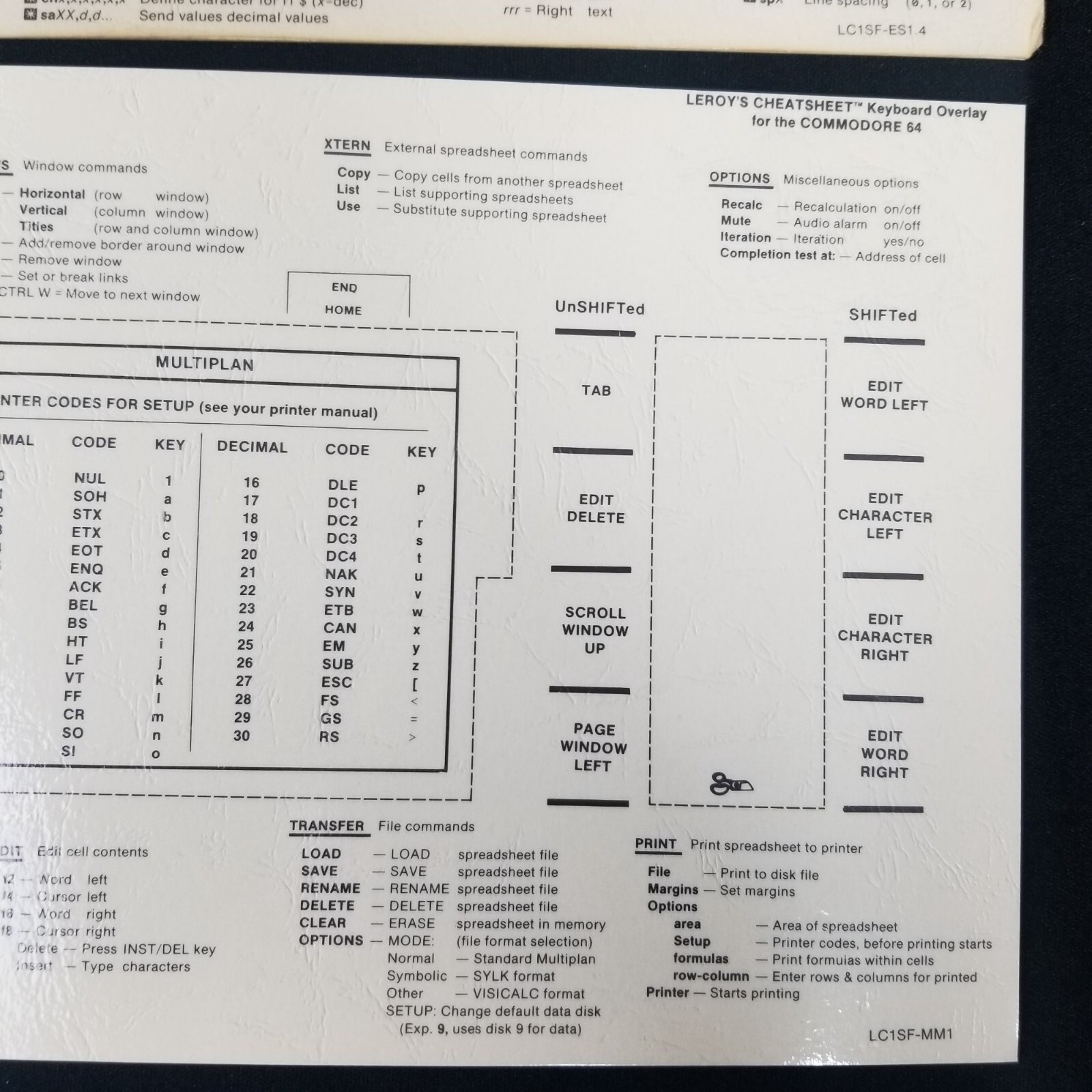 1984 Commodore 64 Multiplan Easy Script Keyboard Overlays Leroy's ...