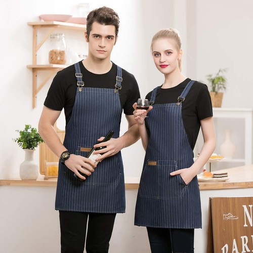 Denim Cross-Back Chef Bib Apron with Pockets for Men and Women Blue ...