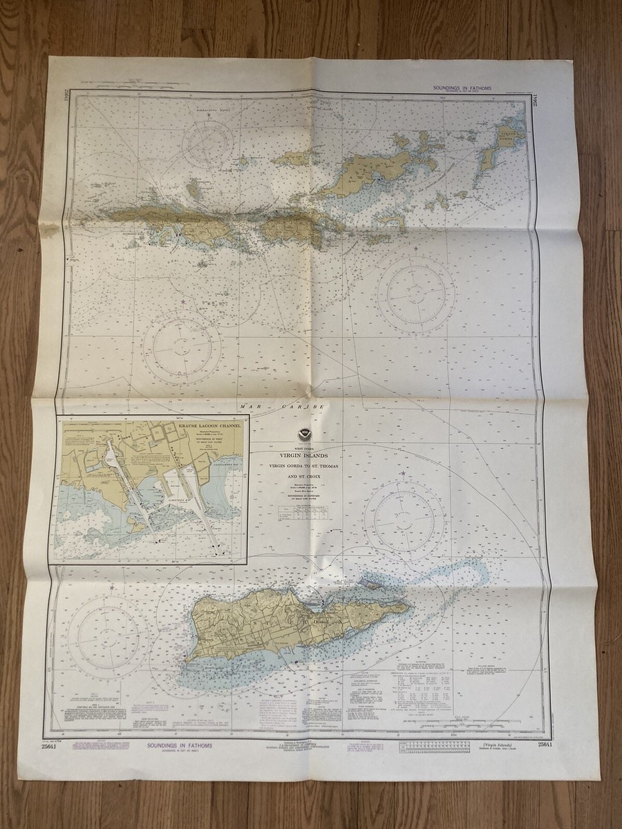 Antique Nautical Chart Virgin Islands