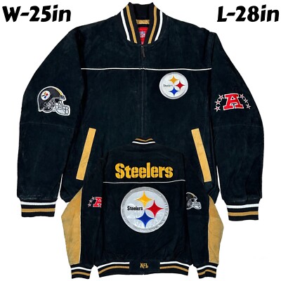 Y2K NFL Pittsburgh Steelers AFC Patch Logo Suede Leather Varsity Jacket ...
