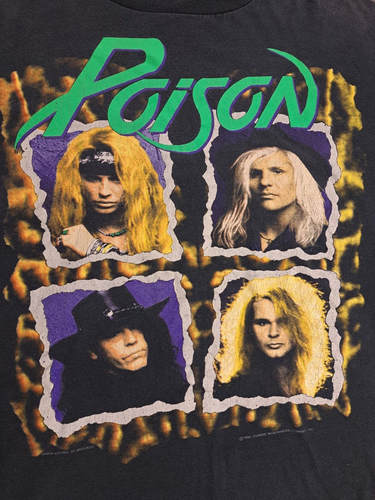 VTG Poison Band Tee 90 91 Flesh & Blood World Tour Faded MEDIUM Tshirt ...