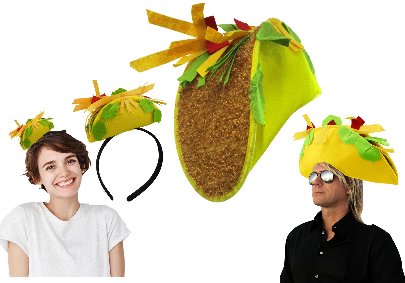 Adult Jumbo Taco Hat Mini Taco Headband Couples Friends Costume ...