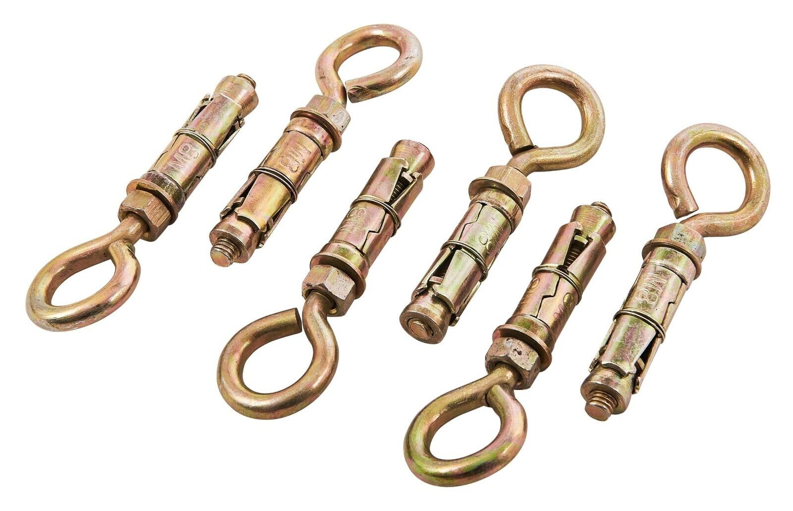 6 x Heavy Duty 8mm Closed Hook Eye Bolt Shield Anchor Expansion Wall ...