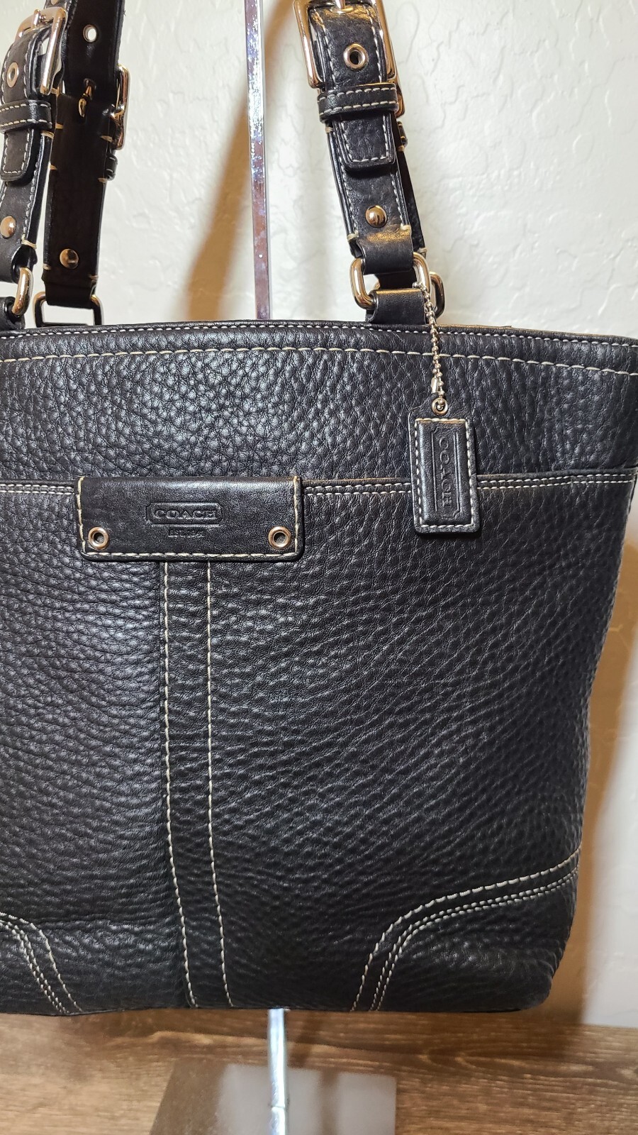 COACH Hamilton Black Pebbled Leather Collection Tote … - Gem