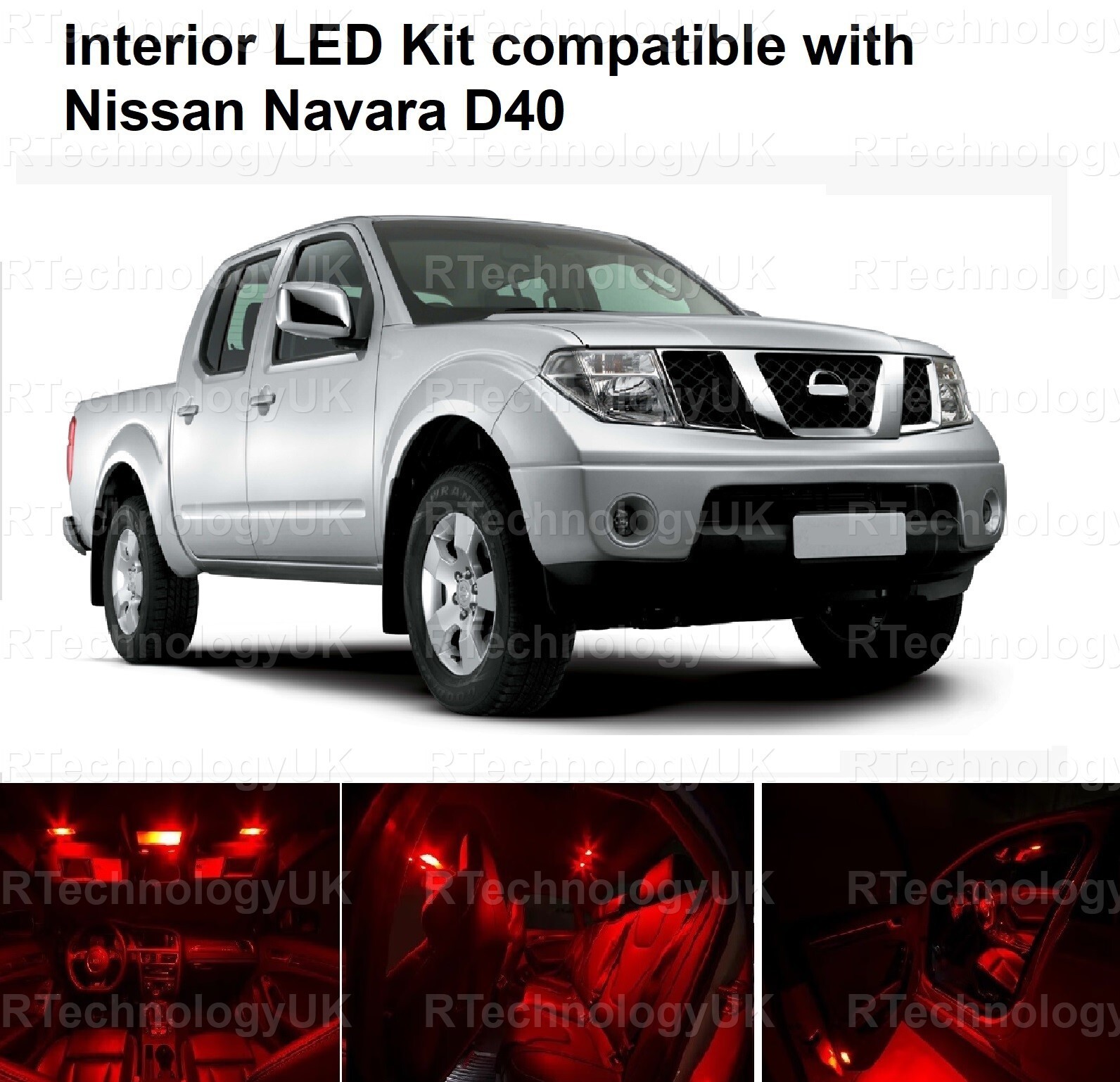 PREMIUM INTERIOR RED LED LIGHT BULBS KIT compatible with NISSAN NAVARA ...