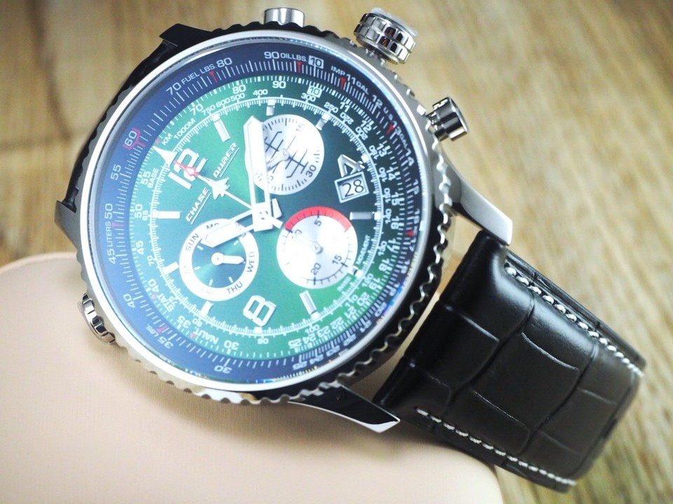 NEW CHASE DURER CDW-0075 FLIGHT COMMANDER SWISS CHRONO SAPPHIRE GREEN ...