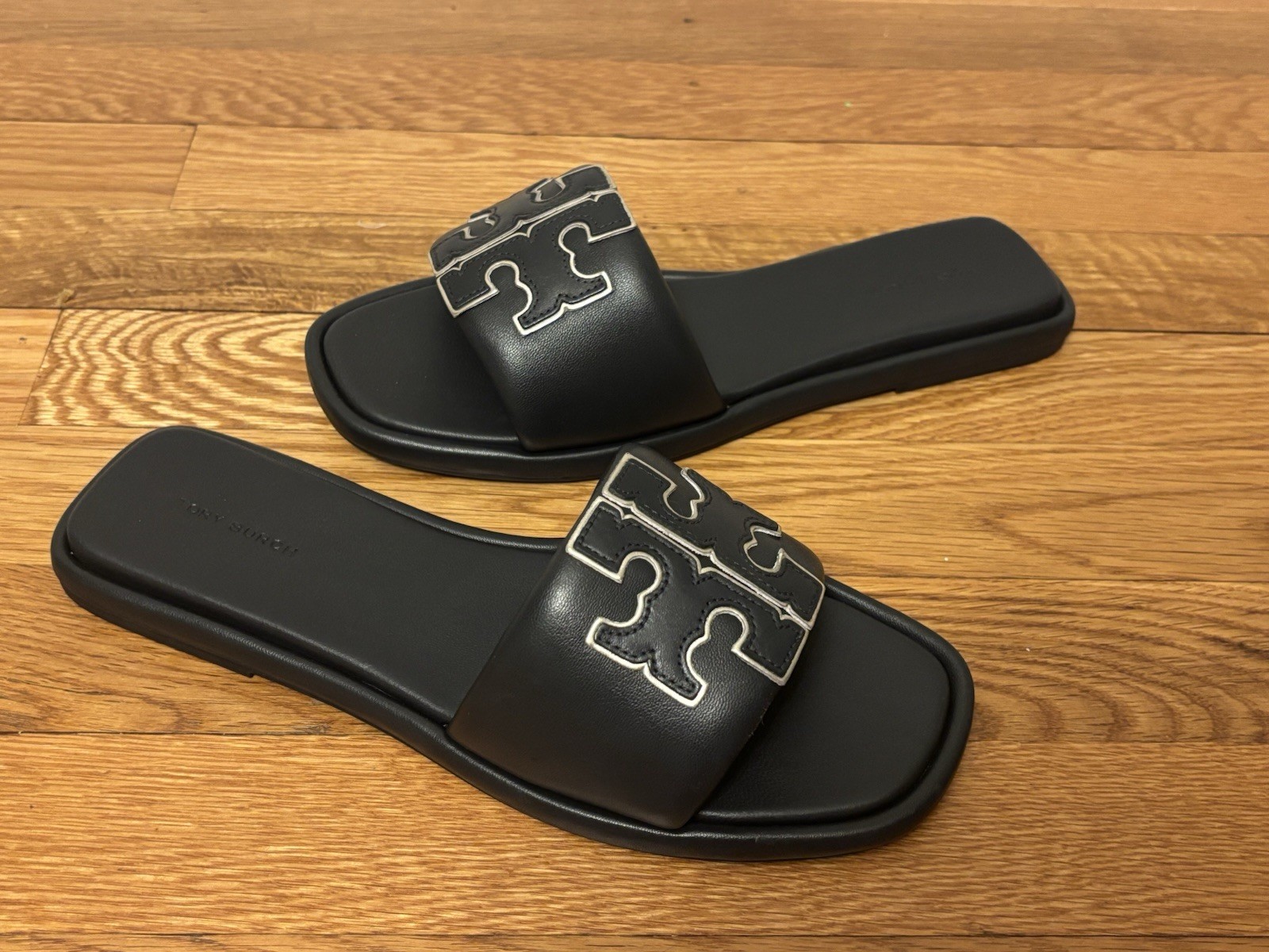 Tory Burch Double T Sport Slide Sandals Perfect Black… - Gem