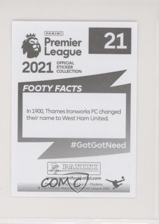 2020-21 Panini Premier League Album Stickers West Ham United FC #21 | eBay