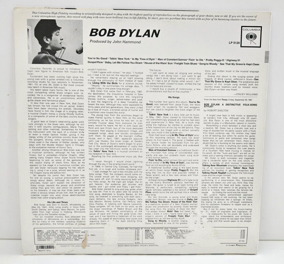 BOB DYLAN 180 GRAM COLUMBIA #LP5120 USED VINYL RECORD LP ROCK FOLK | eBay
