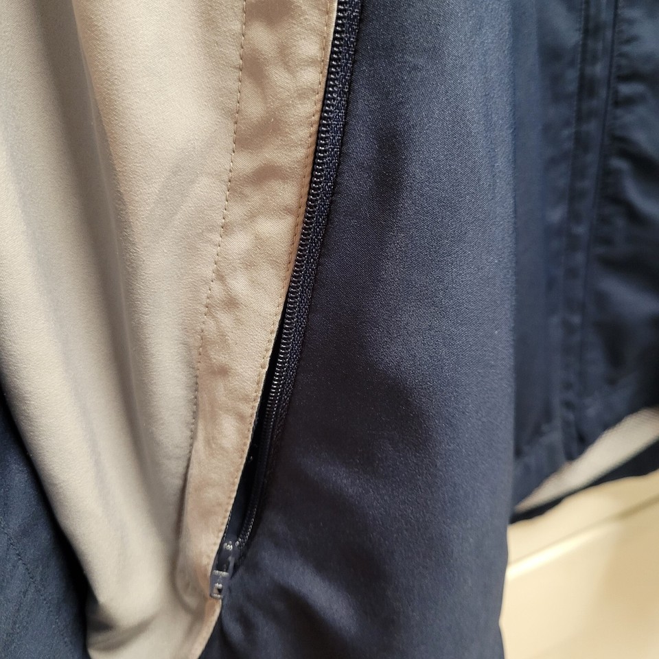 Reebok Jacket Blue White Windbreaker Full Zip Roll-Up Hoodie Size XL | eBay