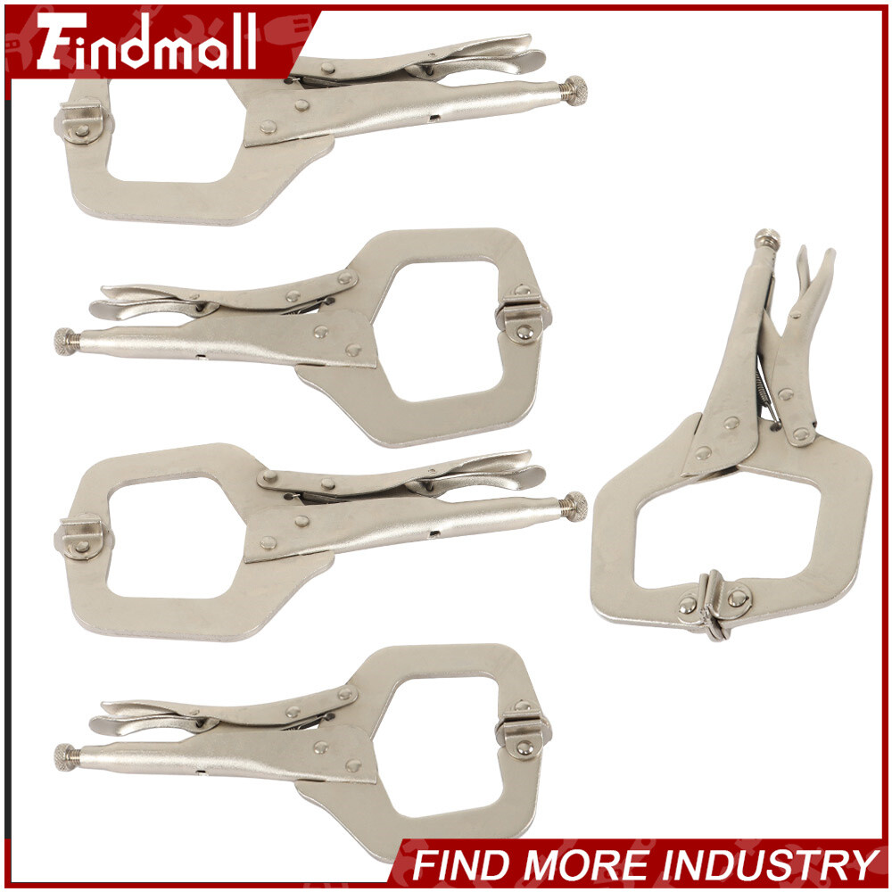 Findmall 5 Pack 11" Locking C-Clamp Adjustable Pliers Grip With Swivel ...