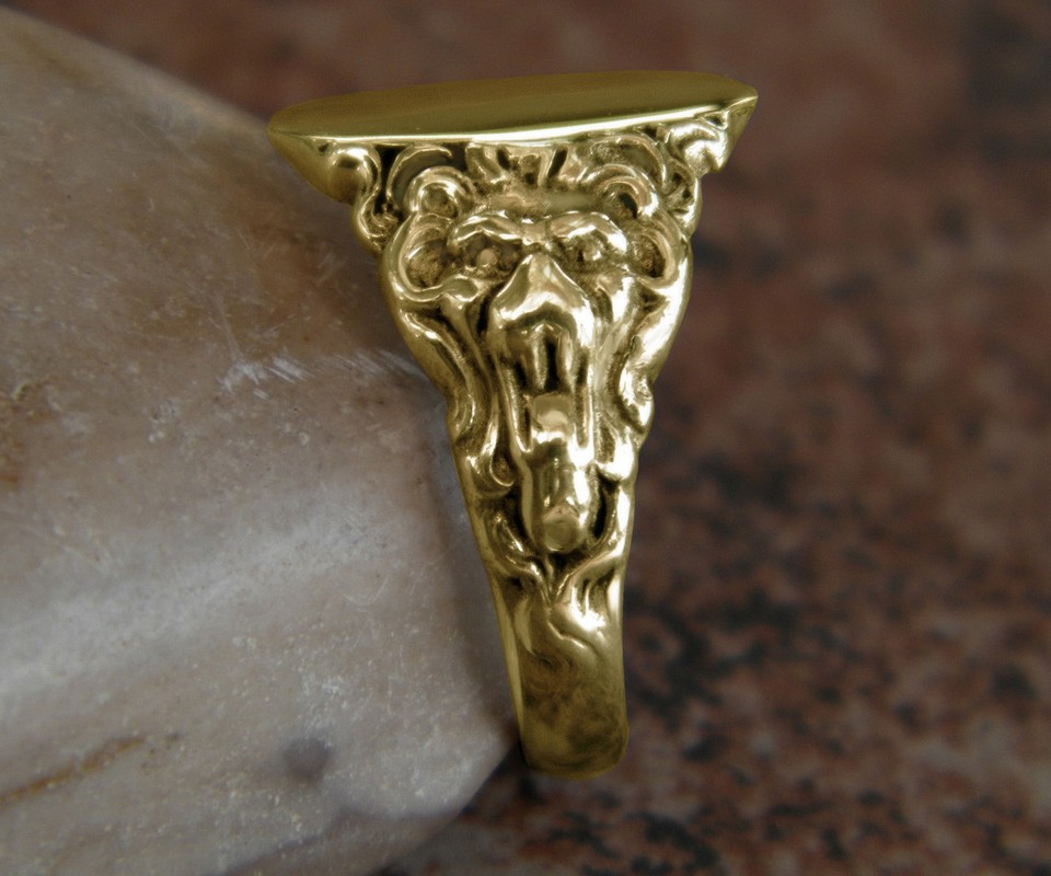 Solid 14K Gold Victorian NOUVEAU Style Signet Ring Initials Engraving ...