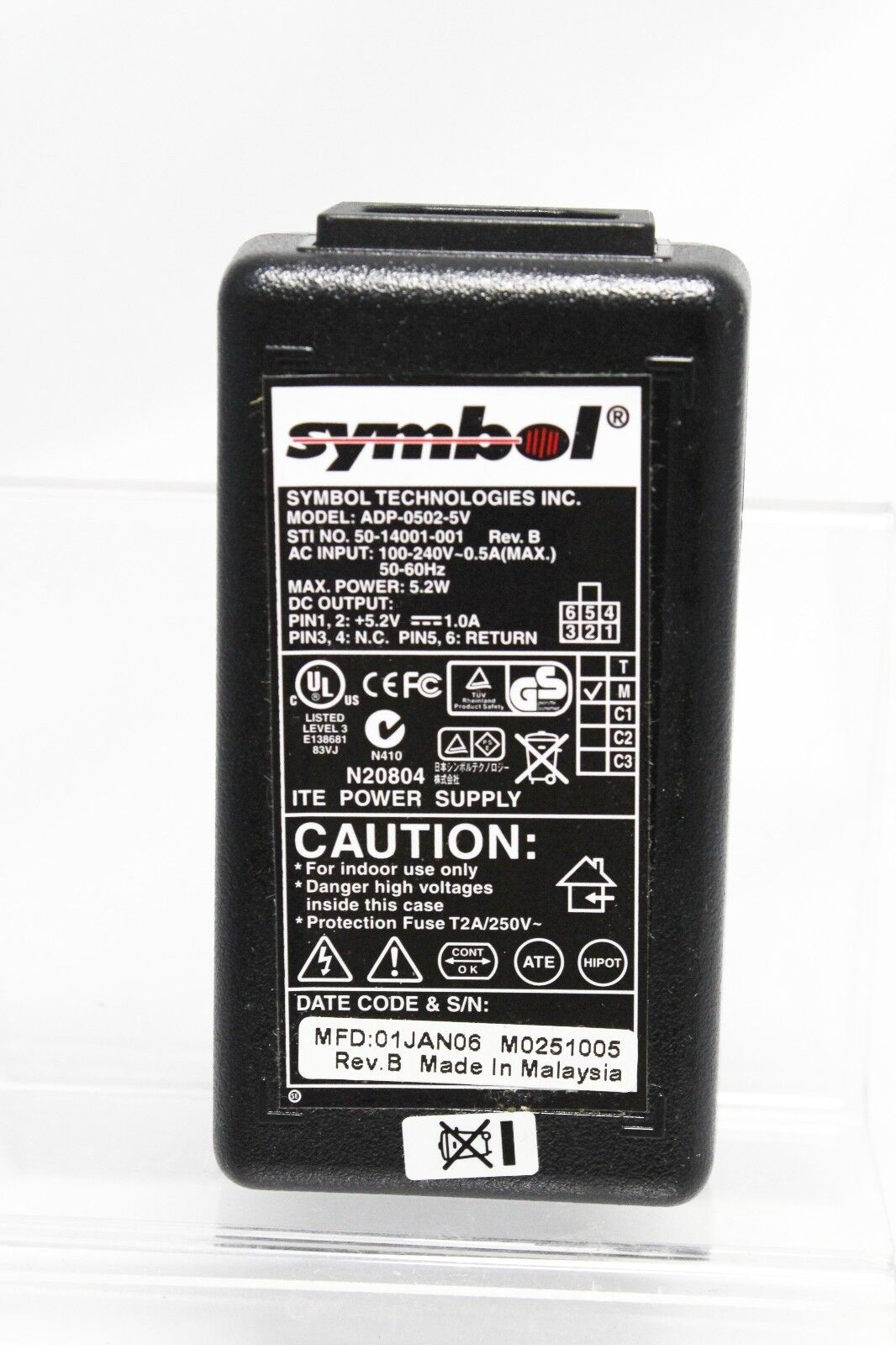 Symbol ADP-0502-5V, 25-1000620-01R Adapter 5.2VDC/1.0A 6 PIN | eBay ...