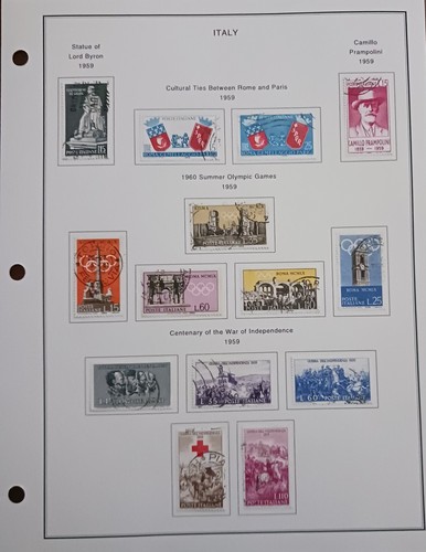 ITALY - 1959 - LOT OF STAMPS ON ALBUM PAGE - USED & MH | eBay