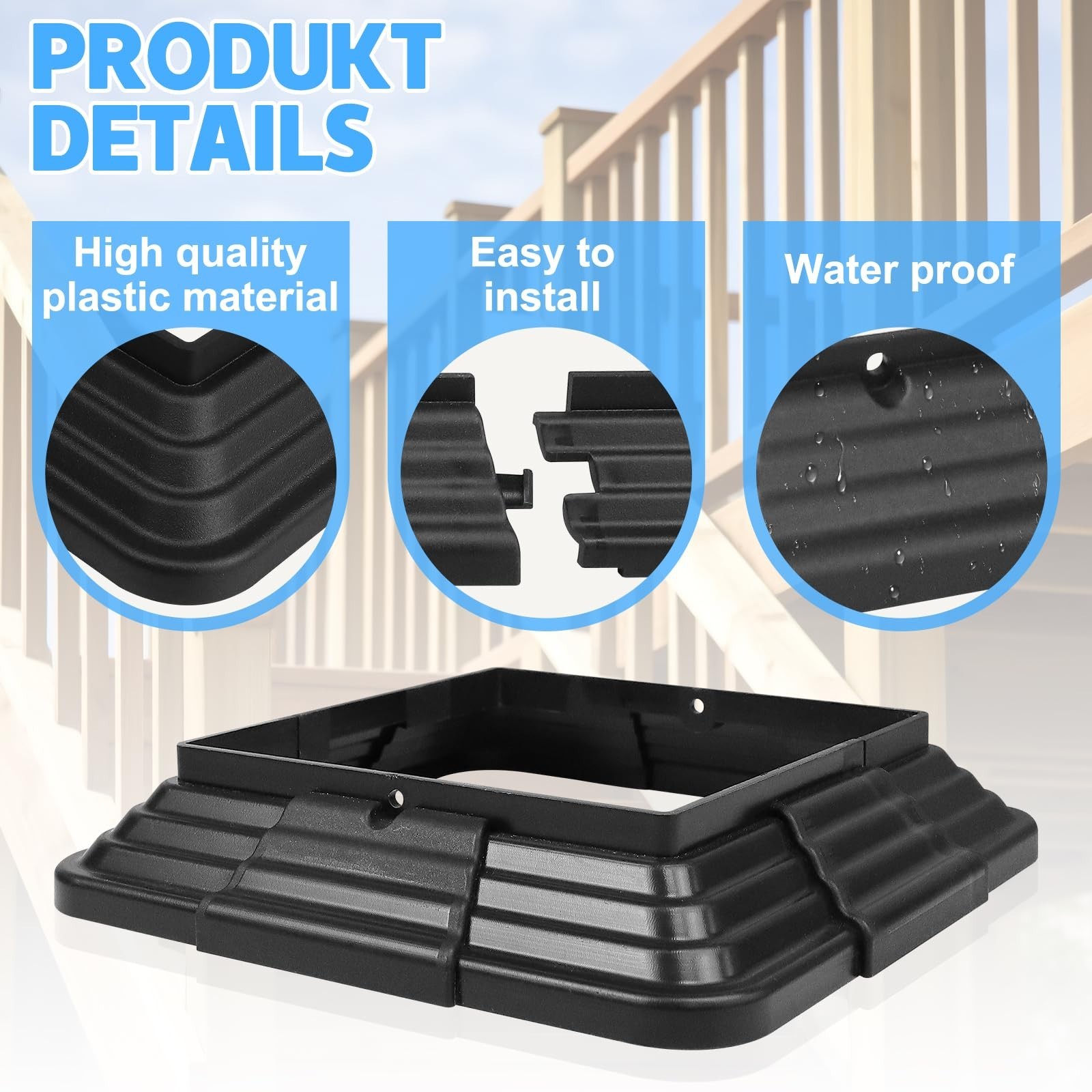 6 Pack 4 x 4 (3.5 inch x 3.5 inch) Vinyl Post Skirt Post Base Cover ...