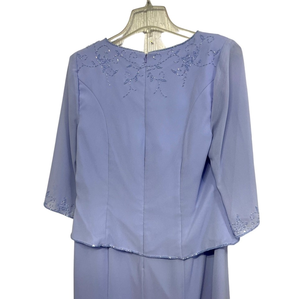 Blue Mother Of Bride Beaded Dress Long Maxi Sz 16 Soft Periwinkle 40 ...