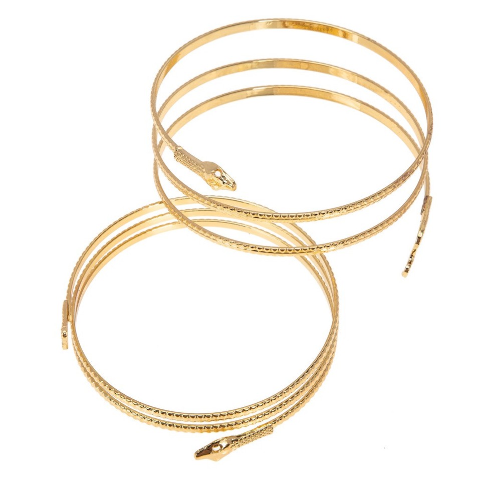 2 Pcs Upper Arm Cuff Jewelry Adjustable Coil Wrap Metal Bracelet | eBay ...