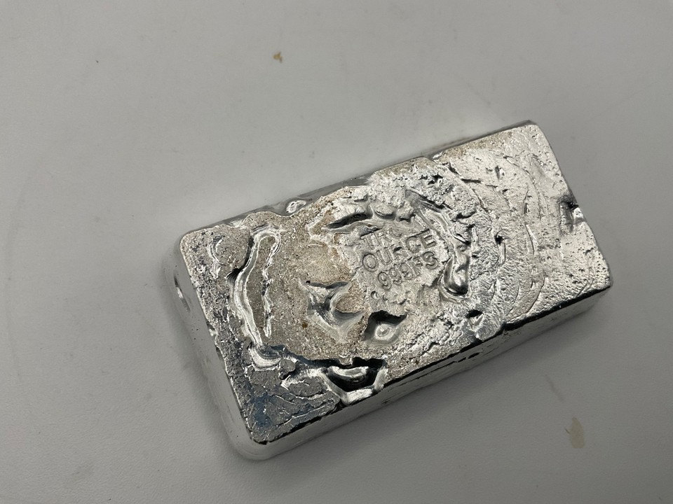 4.11 TOZ TROY OUNCE Ripple Hand Poured .999 Fine Silver Bar Hand Pour ...