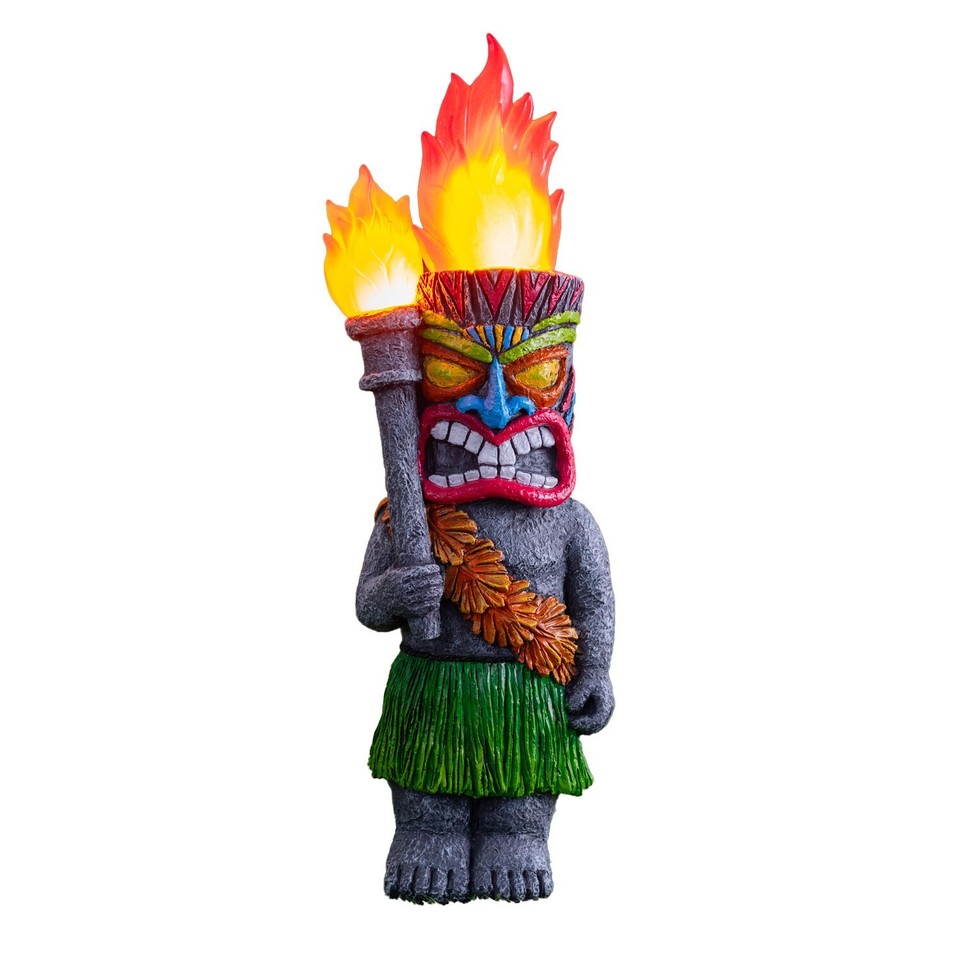 Solar Flame Tiki Decor Garden Ornament LED Statue | eBay UK