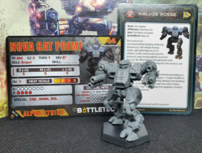 Battletech Nova Cat Mech + Pilot Cards Alpha Strike Clan Fire Star ...