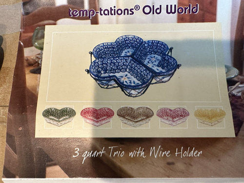 Cranberry Temp-tations Old World Heart 3 Quart Trio w/ Wire Holder ...