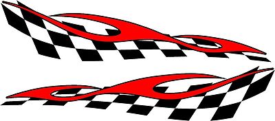 checkered flag & flame racing vinyl graphics decal sticker set 11" x 36 ...