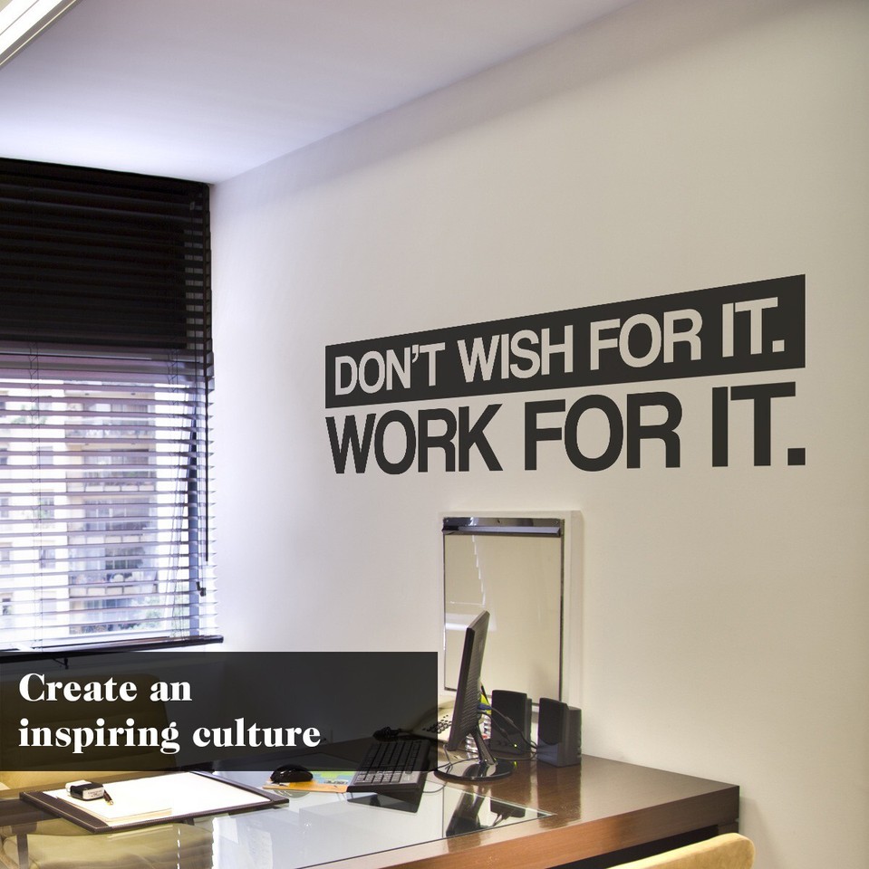 Don't Wish for it Work for it Motivational Wall Decal Sticker Quote ...