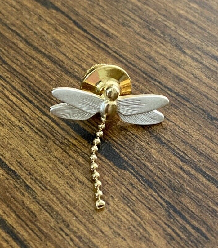 Vintage Avon Dragonfly Pin Tie Tack with Moveable Tail Silver Tone and ...