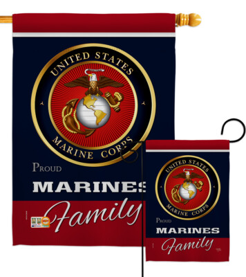 US Marine Corps Proudly Family Garden Flag Military Semper Fi USMC ...