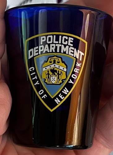 Vintage City Of New York Police Department Blue Shot Glass Souvenir | eBay