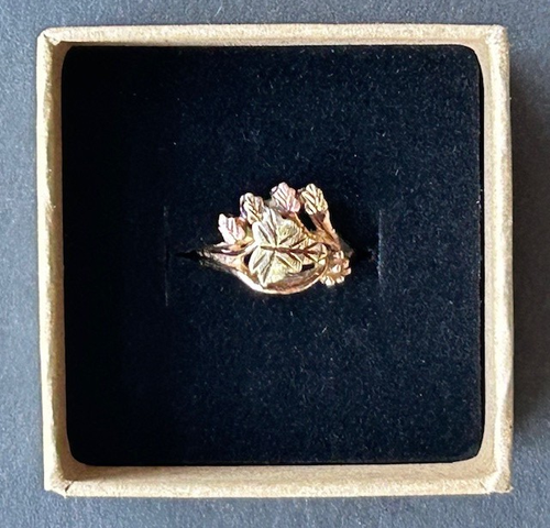 BLACK HILLS GOLD 10K 12K TRI-COLOR GOLD, FIVE LEAVES RING, SIZE 5, 2.8 ...