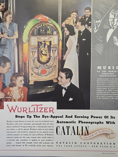 Wurlitzer Jukebox Colorful Catalin Plastics Eye Appeal Tux Couples ...