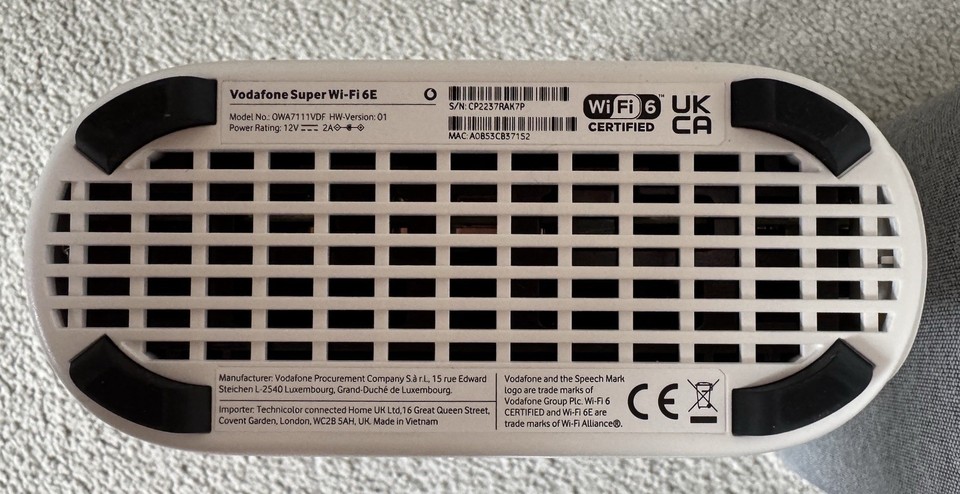 Vodafone Ultra Hub 6e Super WiFi Router with Booster and 4G Backup ...